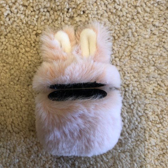 CreativityCafeCo | Headphones | Nwot Cute Plush Pinkgray Fuzzy Bunny ...